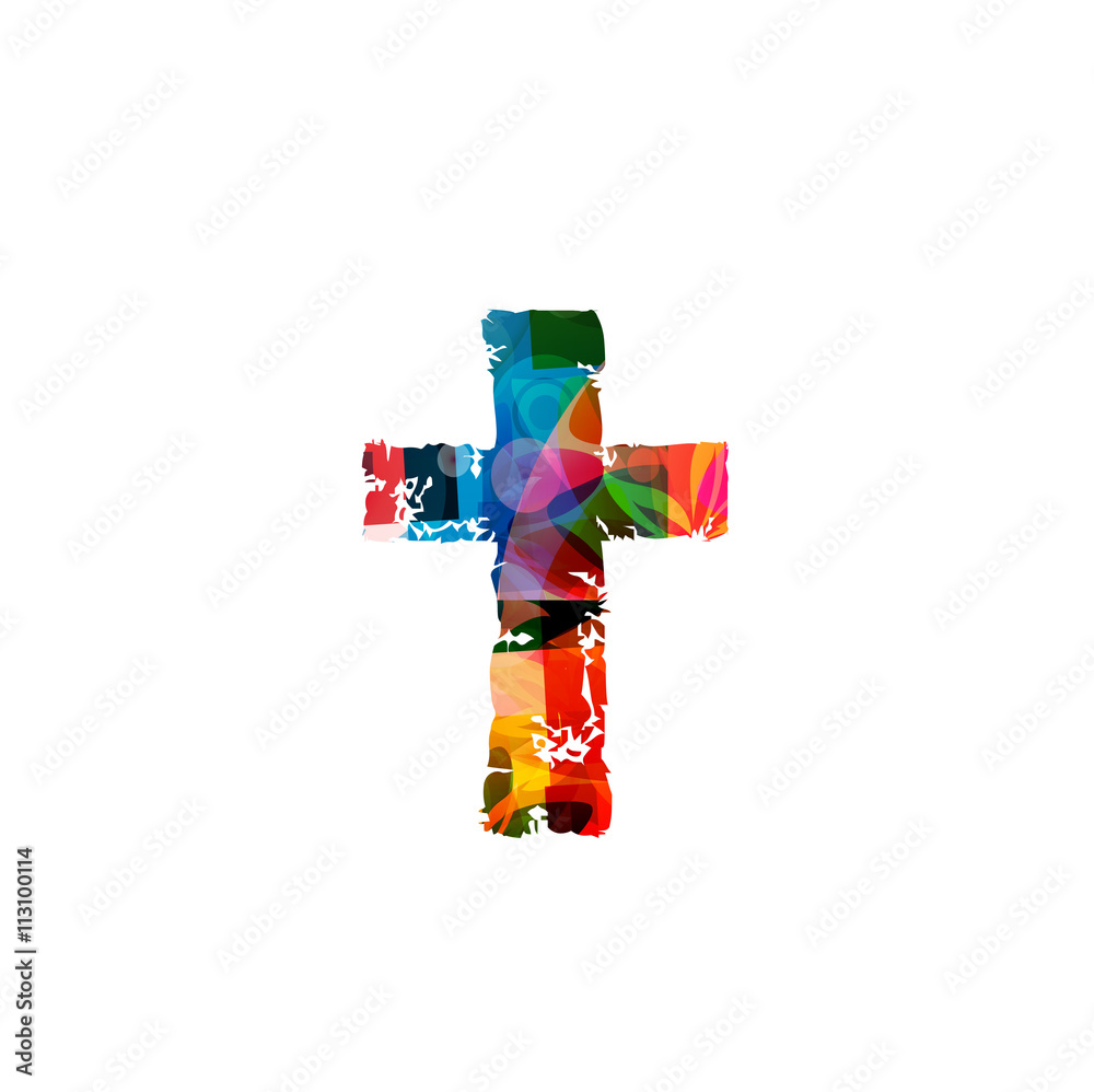 Vector illustration of colorful cross isolated on white background ...