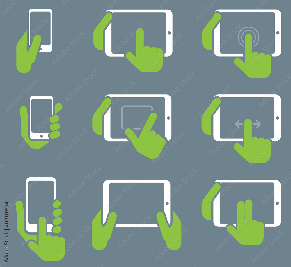 Vector symbols of touch devices and gestures Stock Vector | Adobe Stock