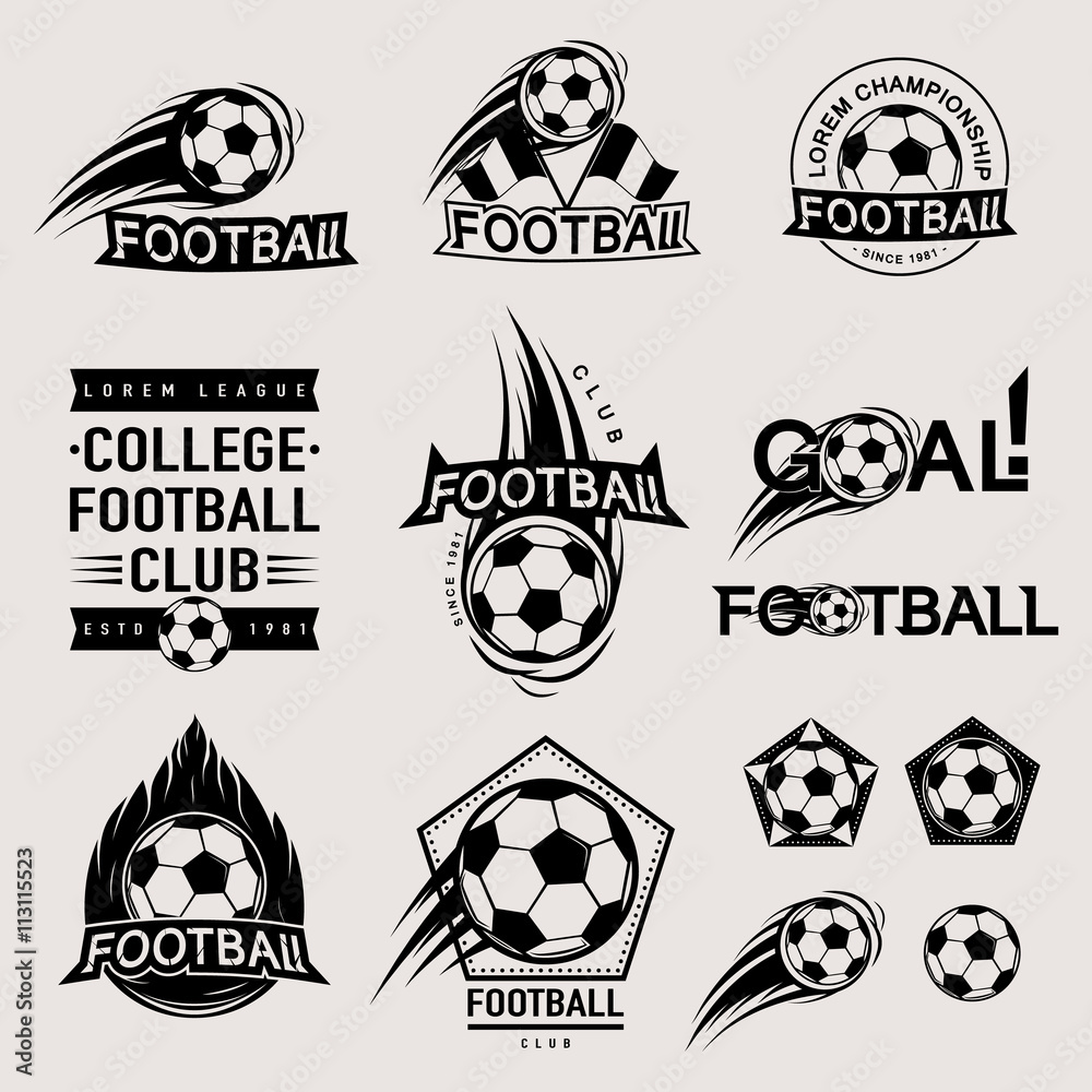Set of vintage, modern and retro logo badges, labels football game ...