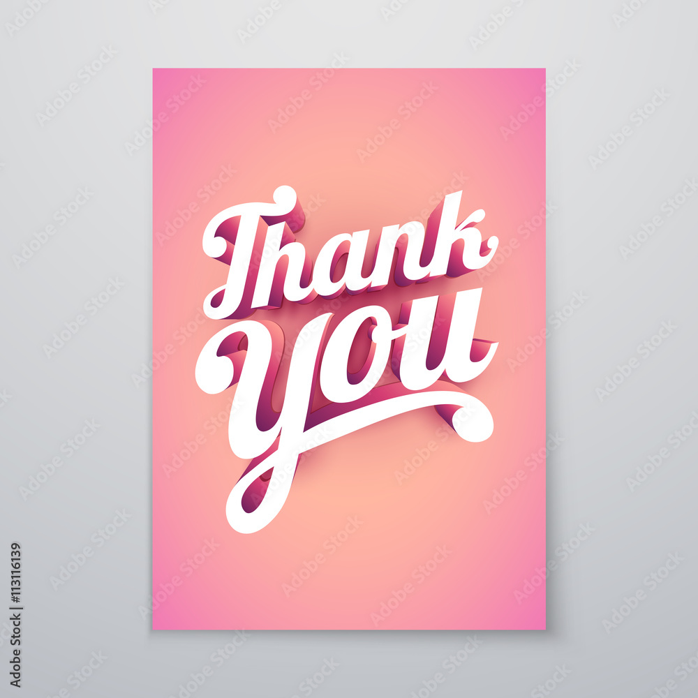 Thank You 3d hand lettering typography poster Stock Vector | Adobe Stock