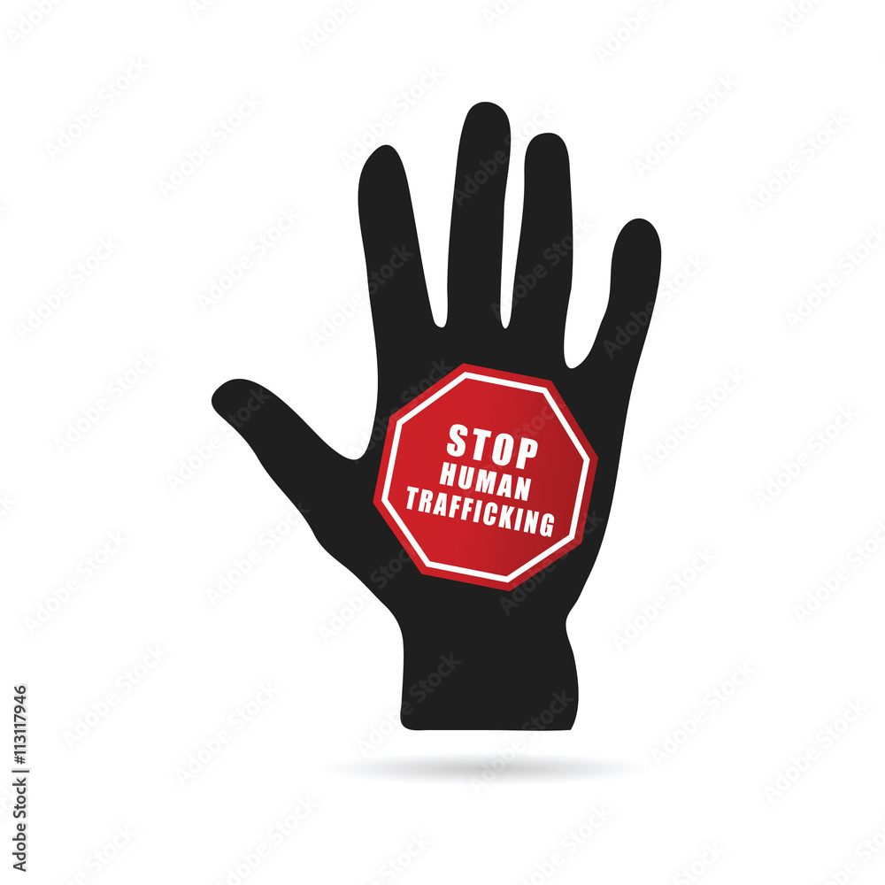 stop humain trafficking icon illustration with hand Stock Vector ...