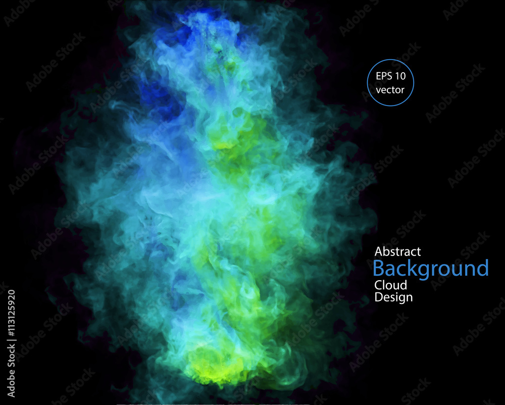 Vector abstract cloud. Smoke design. Vector illustration of blue, green ...
