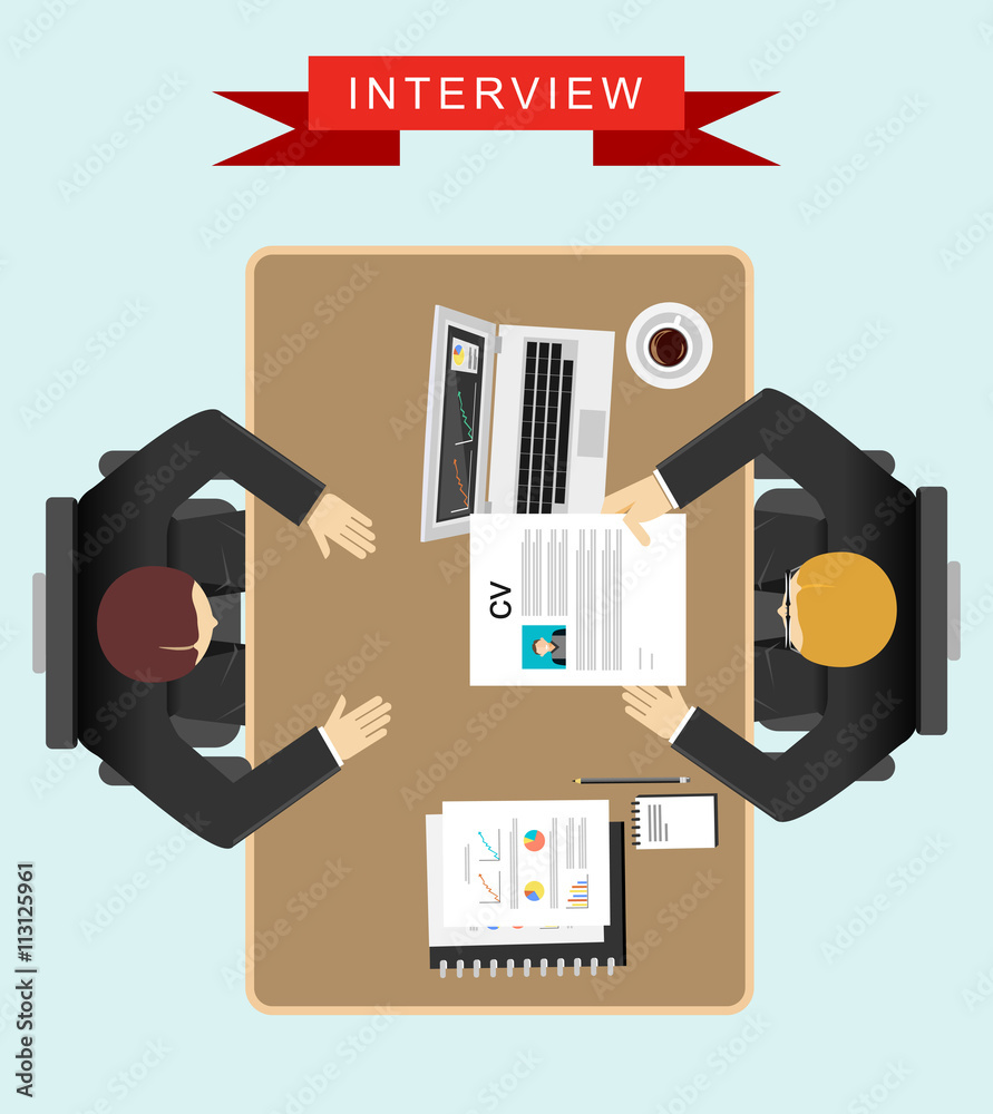Job interview concept illustration. Flat design. Stock Vector | Adobe Stock