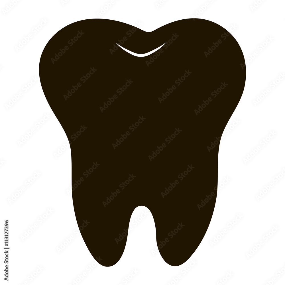 simple cartoon tooth white silhouette on a blue background, teeth ...