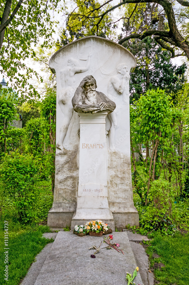 Grave of composer Brahms at Vienna Central Cemetery Stock Photo | Adobe ...