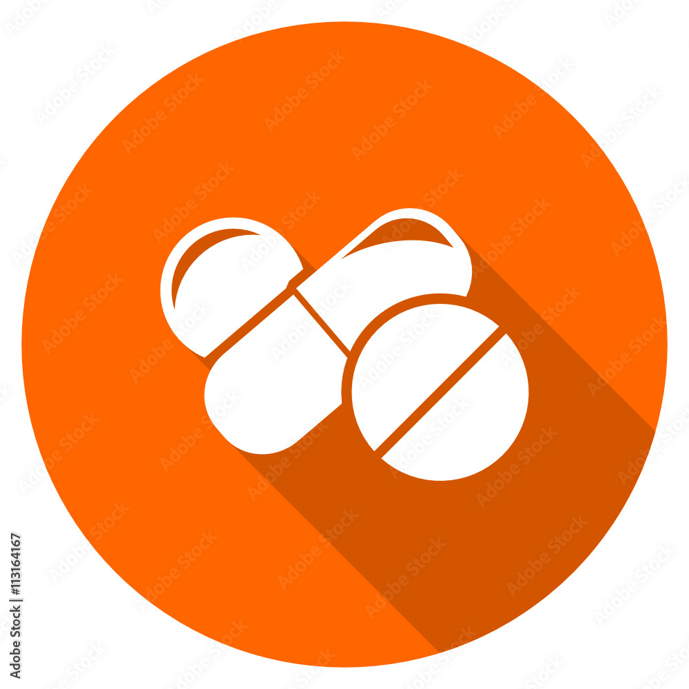 Orange flat design vector medicine icon Stock Vector | Adobe Stock