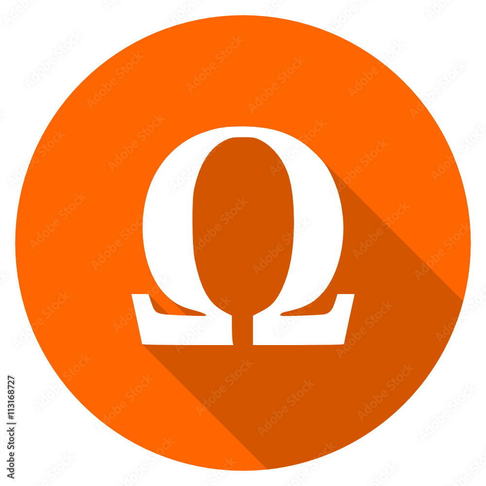 Orange flat design vector omega icon Stock Vector | Adobe Stock