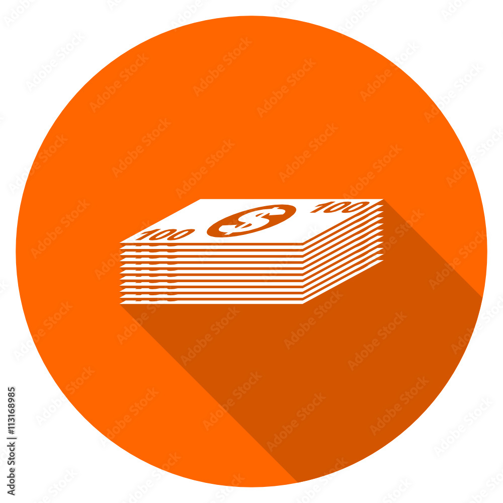 Orange flat design vector money icon Stock Vector | Adobe Stock