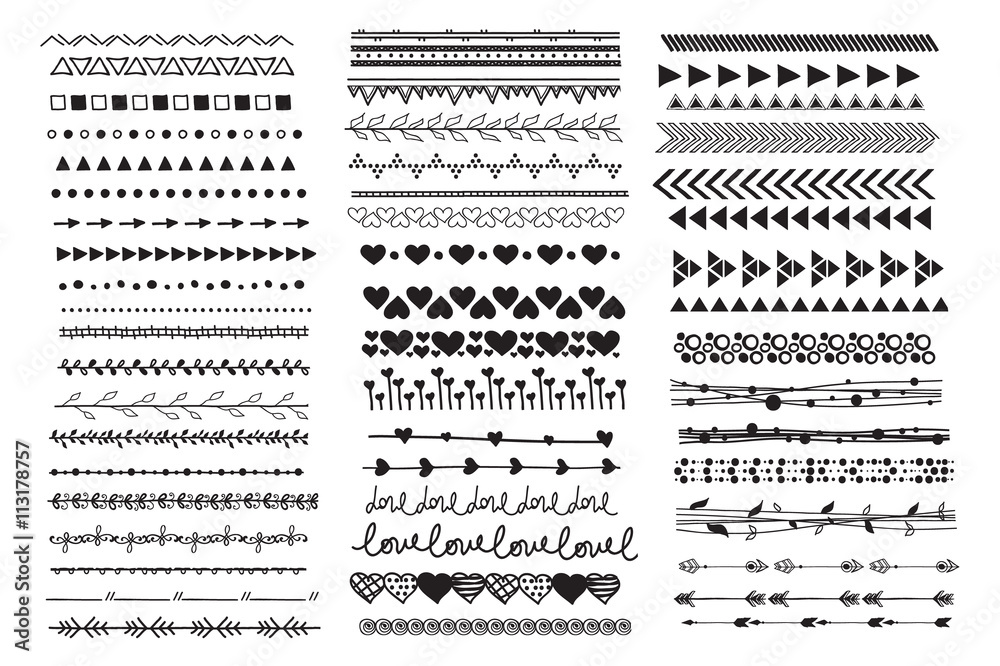 Hand drawn design borders Stock Vector | Adobe Stock