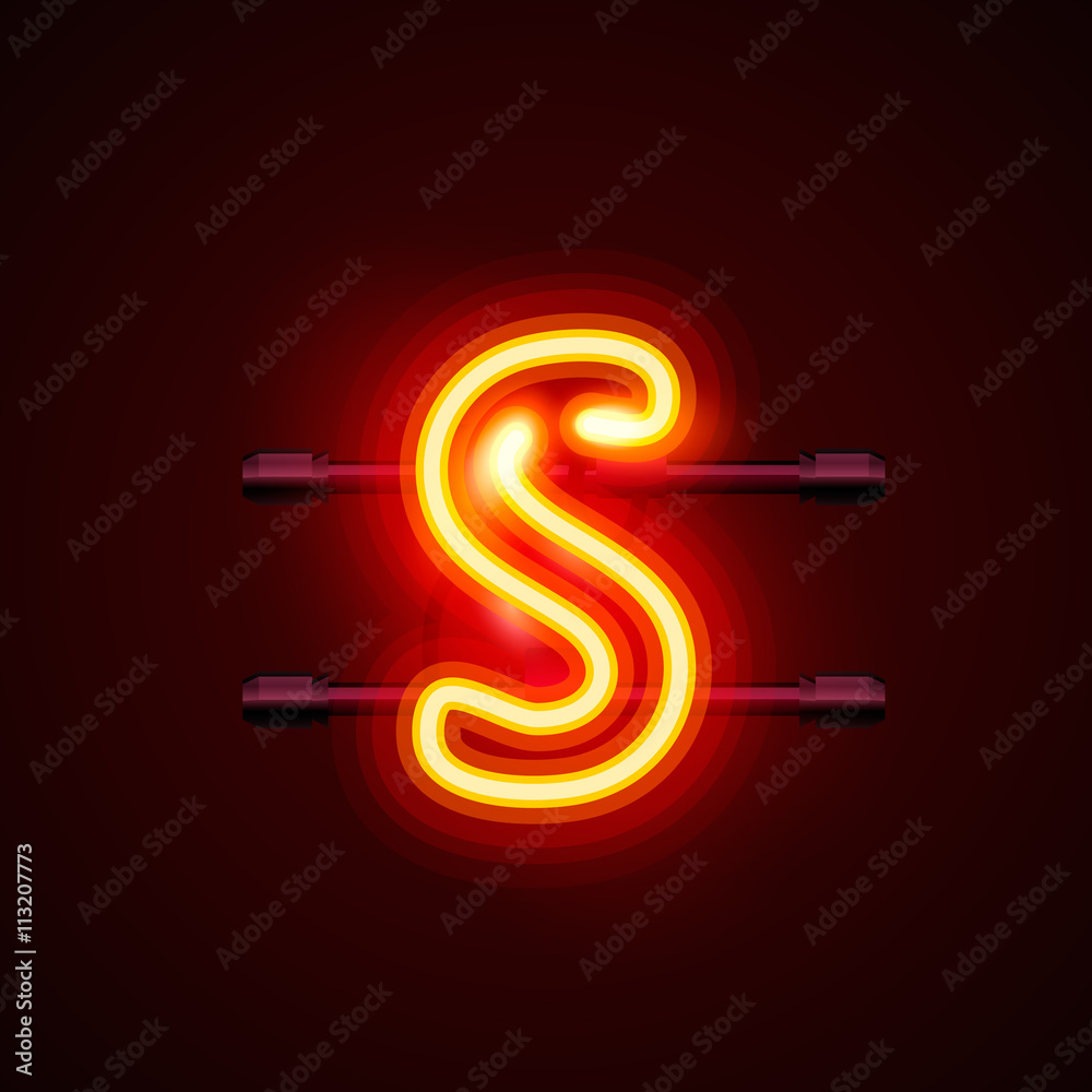 Neon font letter s. Vector illustration Stock Vector | Adobe Stock