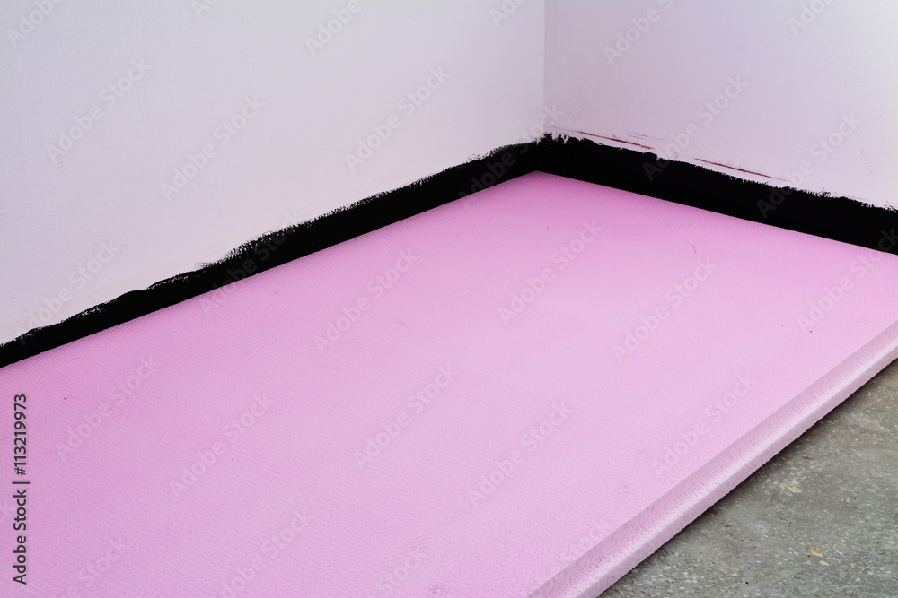 Extruded polystyrene foam boards laid on balcony concrete floor Stock ...