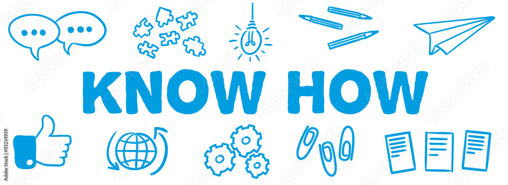 Stick Figure Series Banner Blue / Know how Stock Vector | Adobe Stock