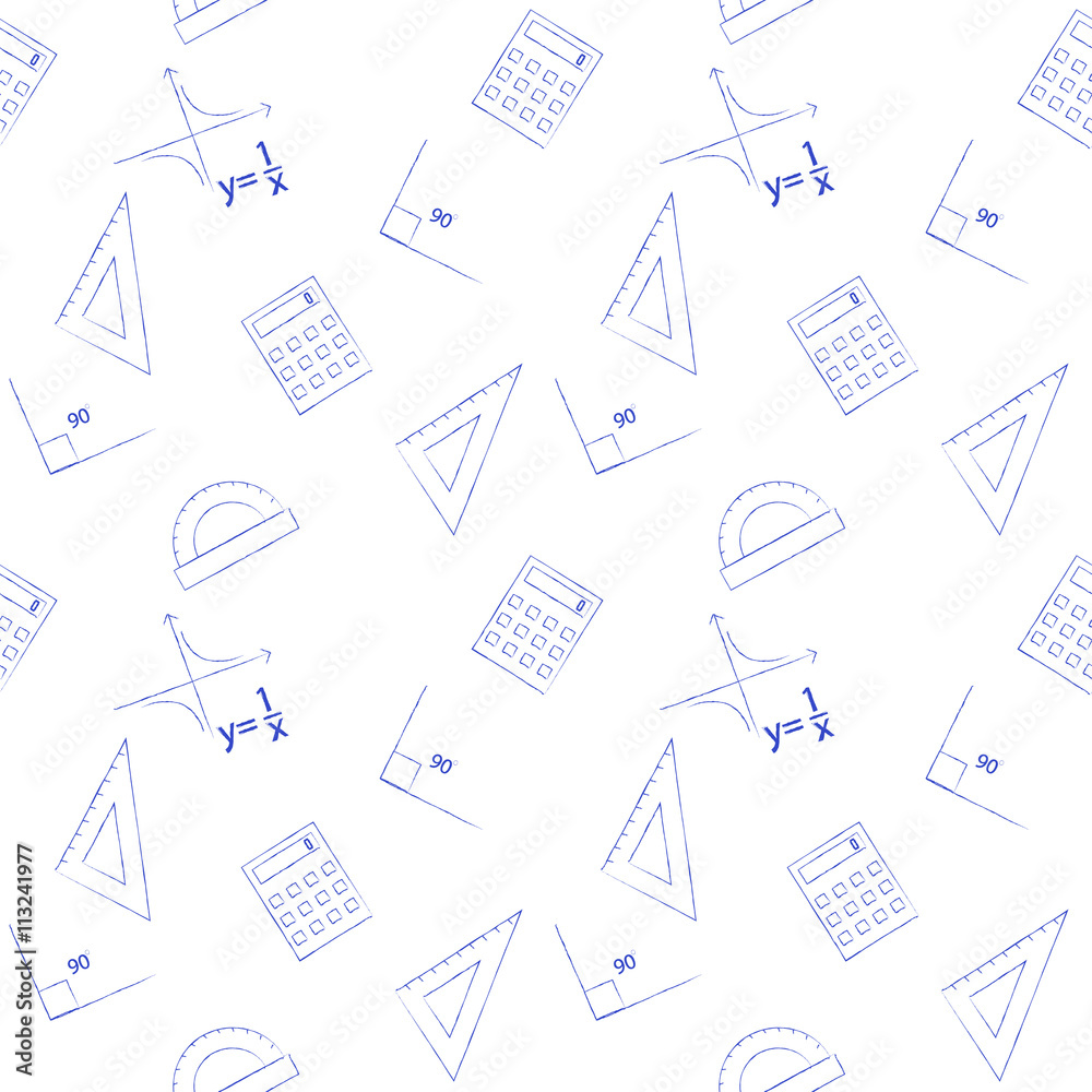 Seamless pattern back to school. Vector White sheet blue squared ...