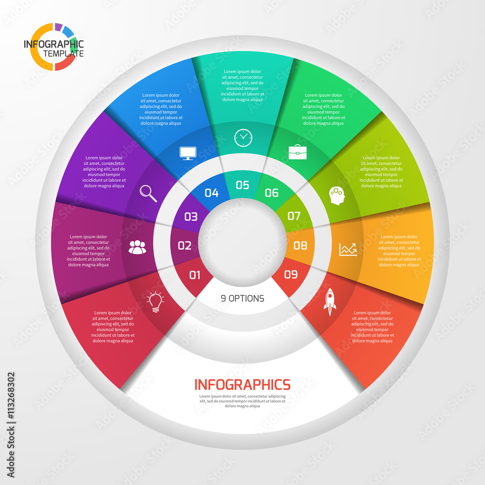 Vector circle infographic template for graphs, charts, diagrams. Pie ...