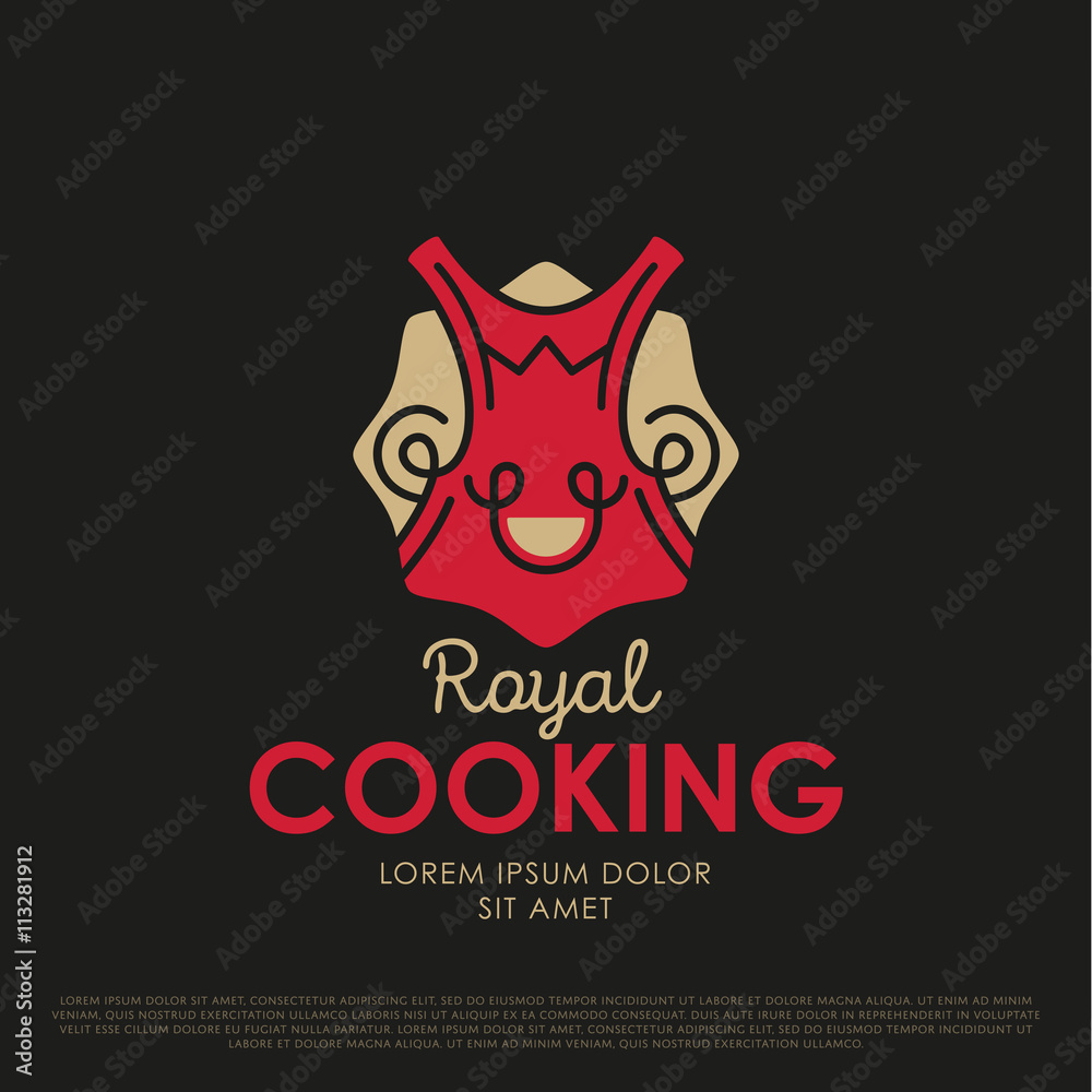 Vector Royal Cooking Logo. Abstract Line Apron symbol. Smile sign Stock ...