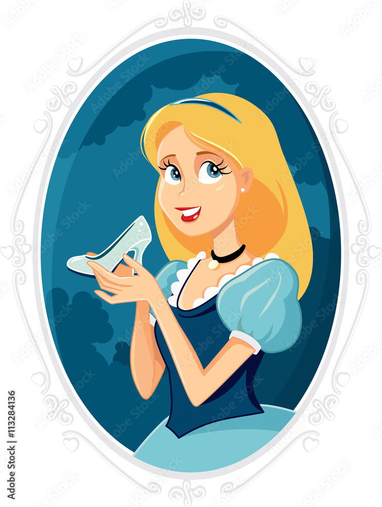 Princess Cinderella Holding Magic Shoe Vector Cartoon Stock Vector ...