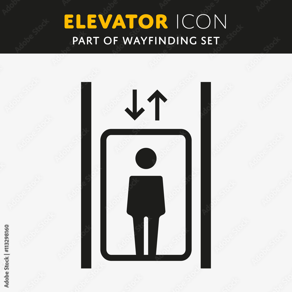 Vector Elevator Icon. Lift sign with man. Up and Down symbol. Stock ...