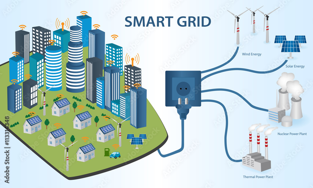 Smart Grid concept Industrial and smart grid devices in a connected ... Smart Grid concept Industrial and smart grid devices in a connected ...