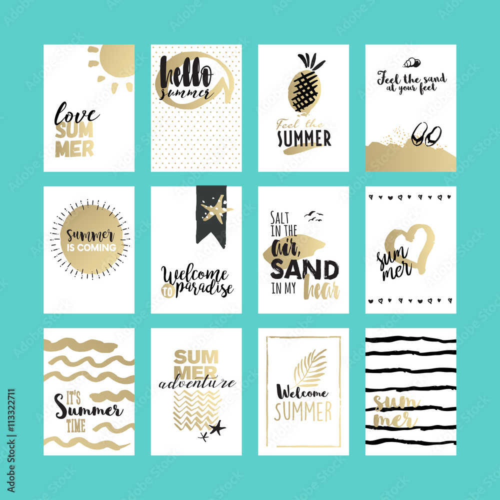 Hand drawn summer cards and banners collection. Vector illustrations ...