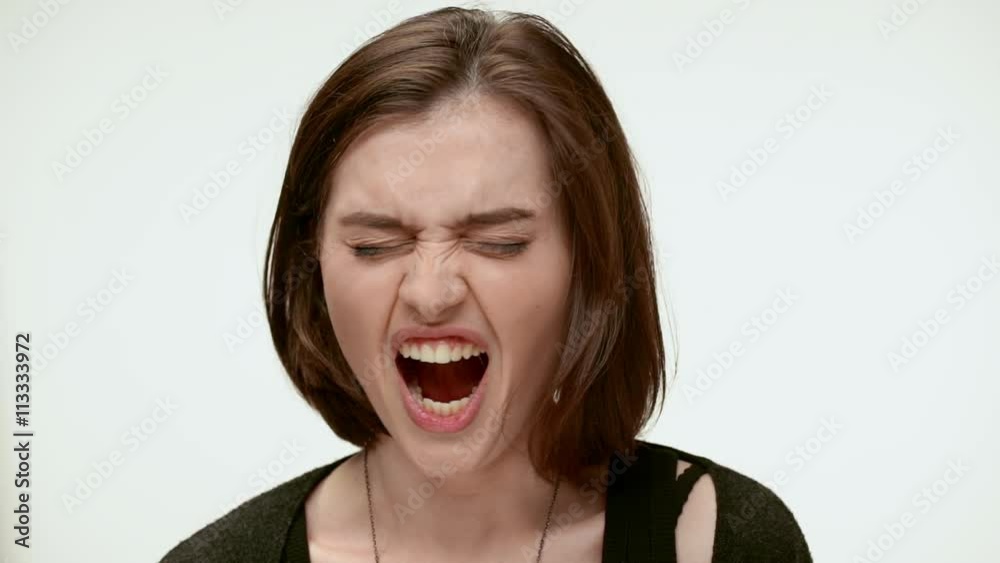 Sleepy tired girl yawning. Close up. Slow motion Stock Video | Adobe Stock