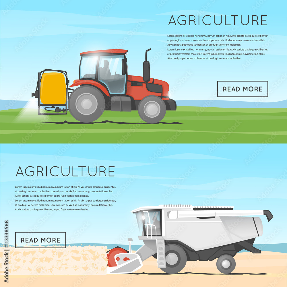 Tractor watering field. Agriculture. Agricultural vehicles. Harvesting ...