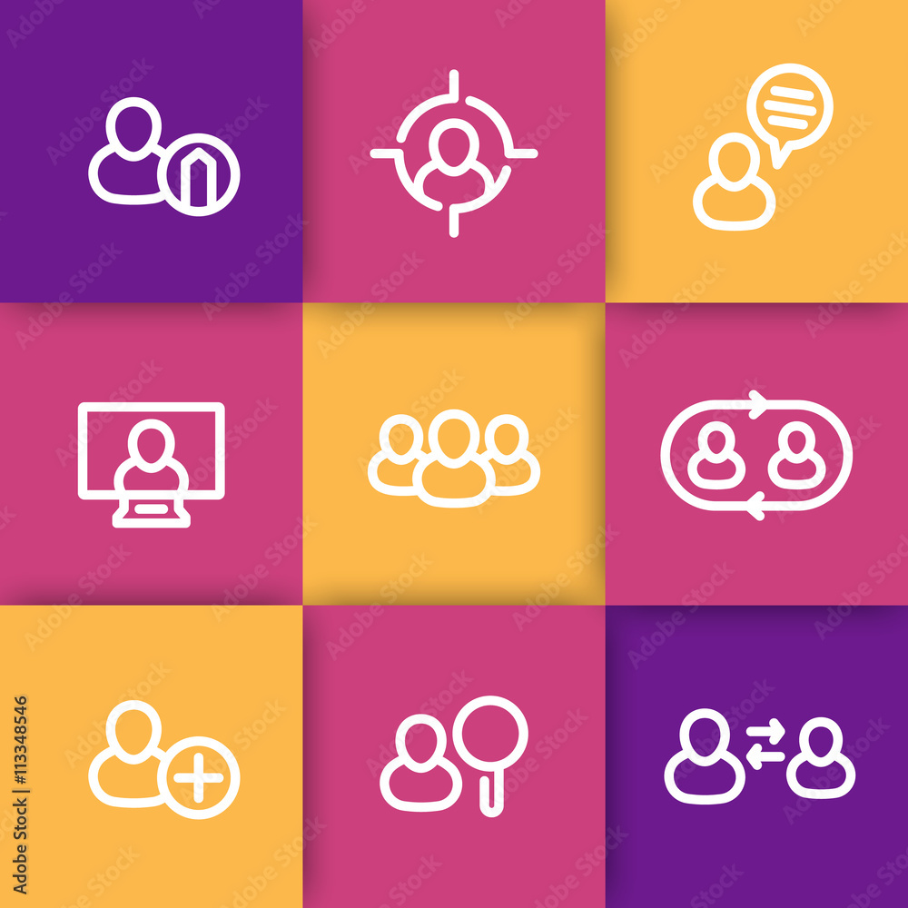Human resources icons, hrm, personnel management, staff rotation ...