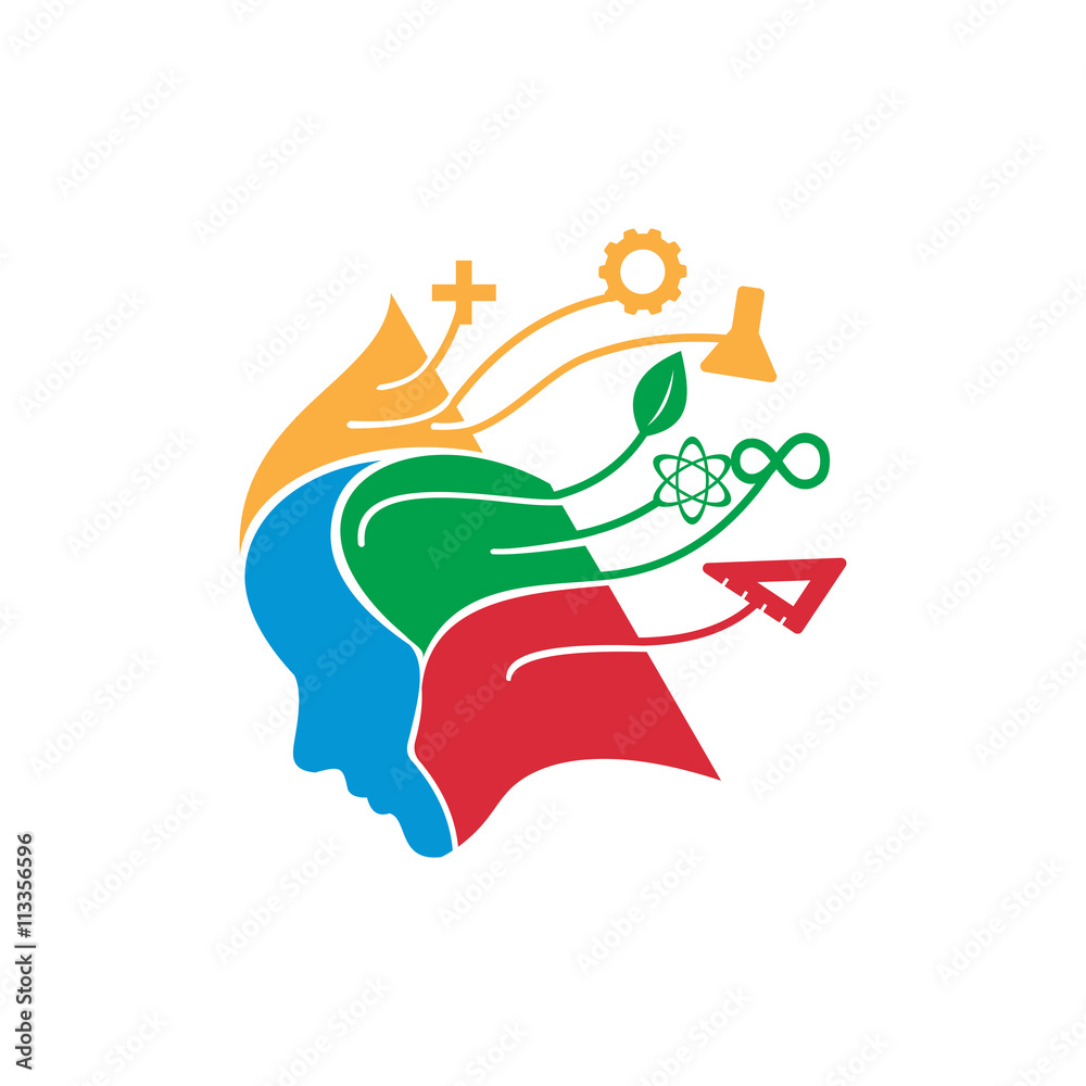 Thinking Face Stem Logo Illustration Stock Vector | Adobe Stock