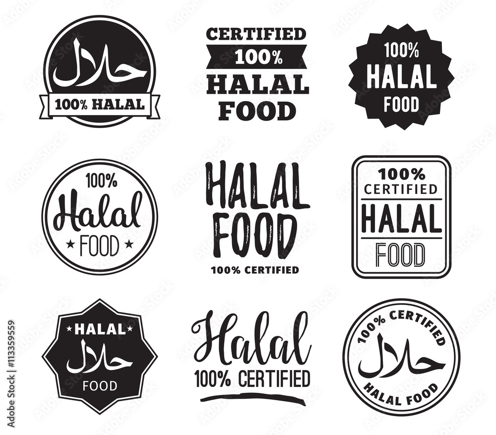 Halal food labels vector set. Badges design. Stock Vector | Adobe Stock
