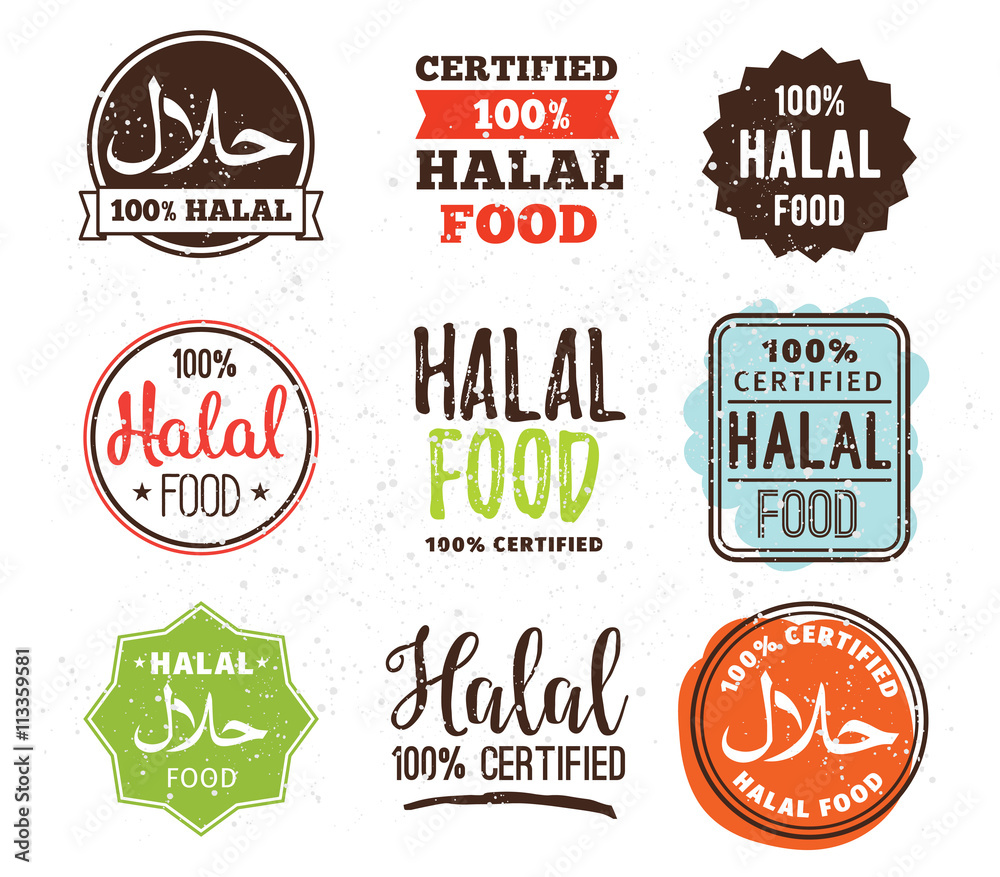 Halal food labels vector set. Badges design. Stock Vector | Adobe Stock