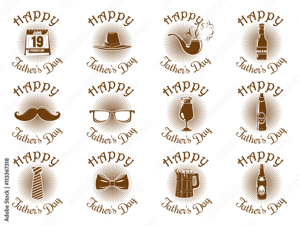 Large collection of icons for Father's Day. Happy Father's Day. Set of ...
