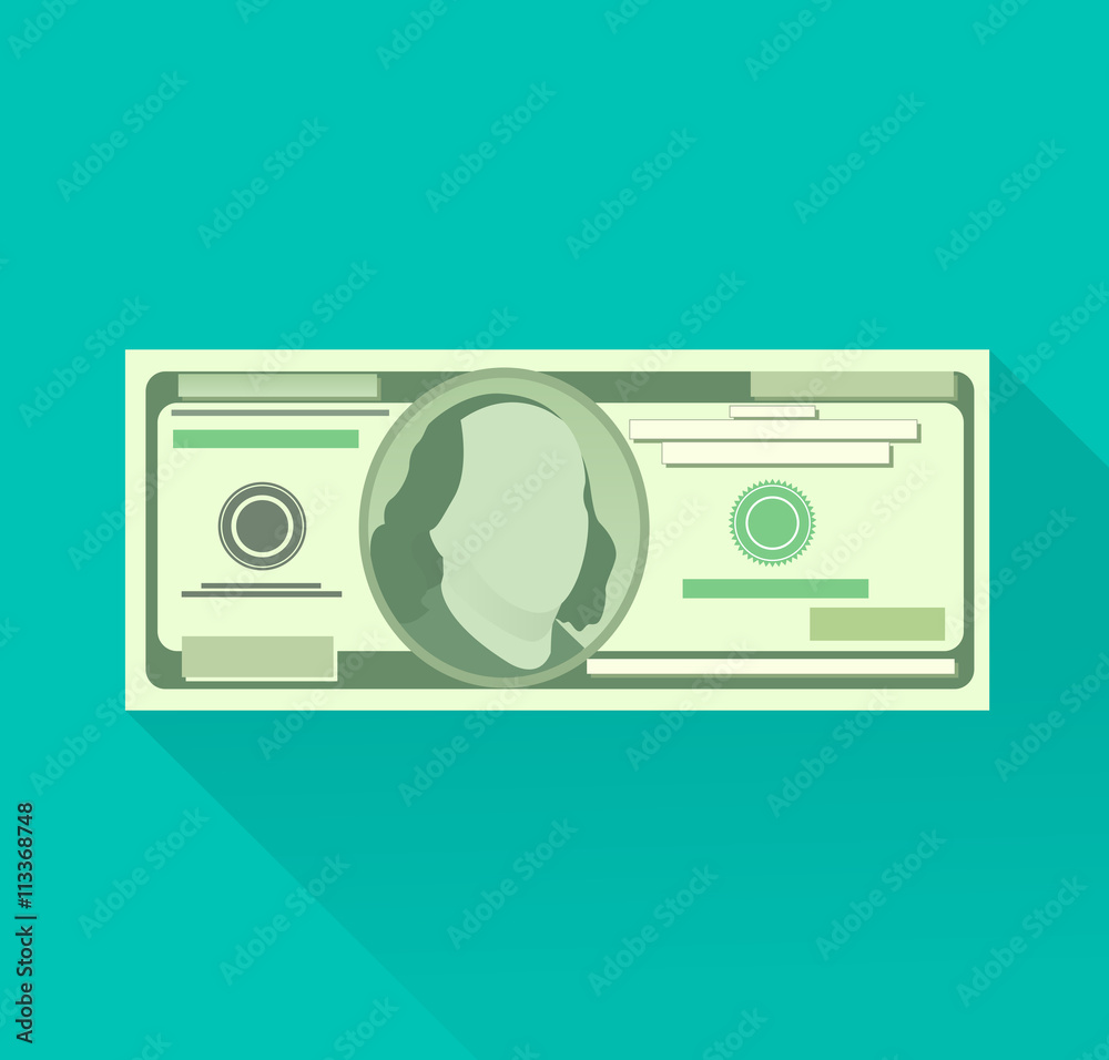 Vector money flat icon. Hundred dollar currency banknote. 100 highly ...