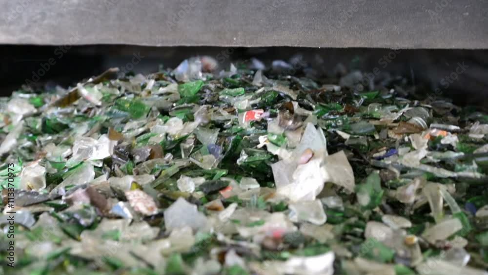 Glass particles for recycling in a machine in a recycling facility ...