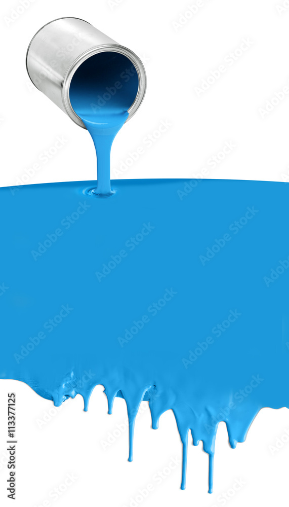 Paint can pouring dripping blue on white Stock Illustration | Adobe Stock
