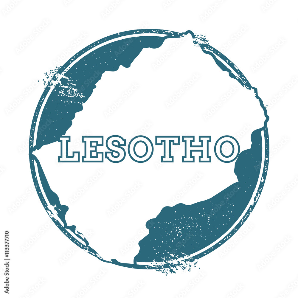 Grunge rubber stamp with name and map of Lesotho, vector illustration ...
