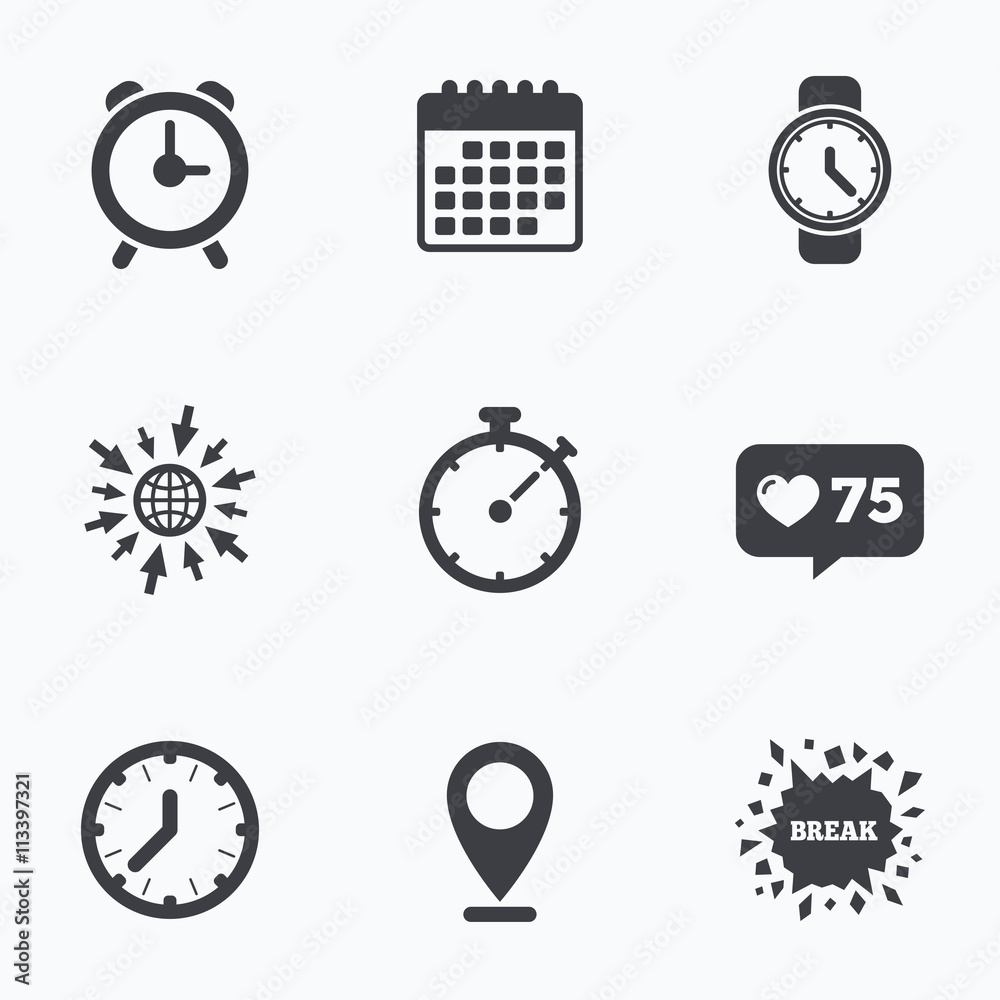 Mechanical clock time icons. Stopwatch timer. Stock Vector | Adobe Stock