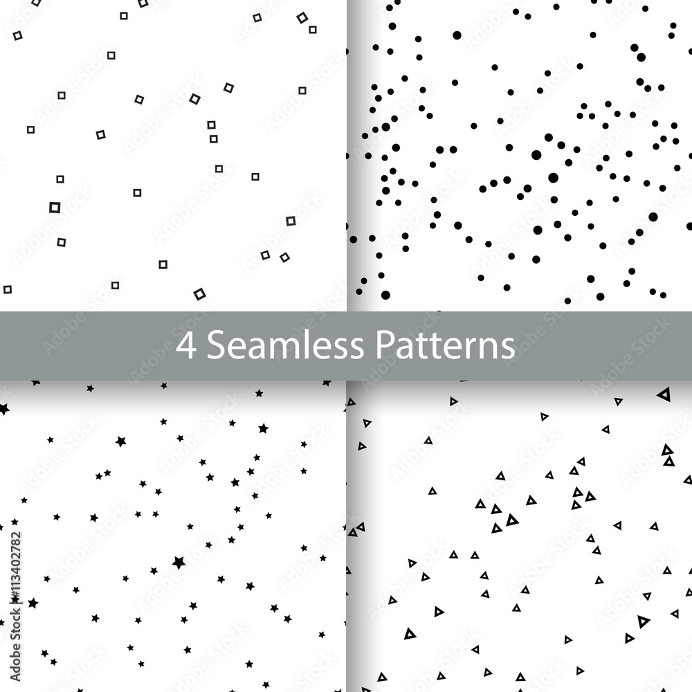Vector Monochrome Seamless Patterns Collection. Modern Textures. Set of ...
