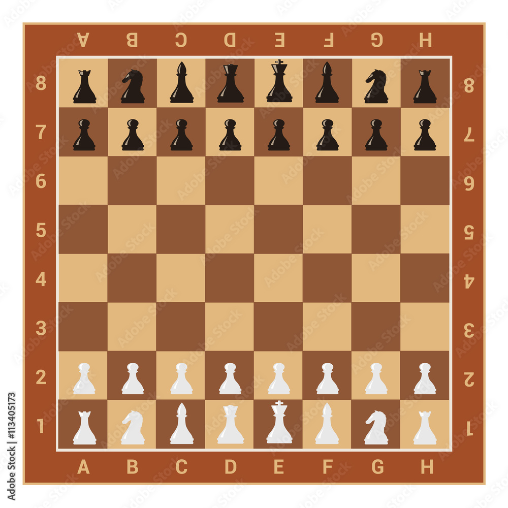 wooden chess board table and figures. vector illustration Stock Vector ...