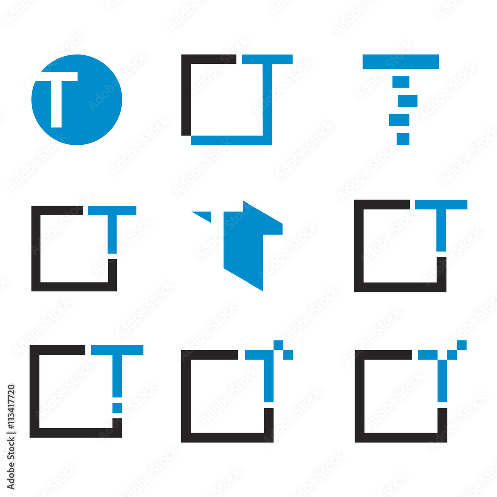 T Sign Symbol Logo Collection Bundle Stock Vector | Adobe Stock