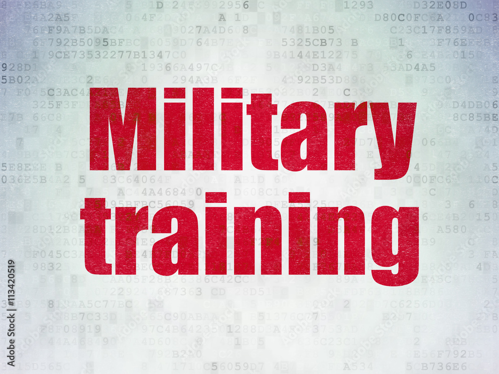 Learning concept: Military Training on Digital Data Paper background ...
