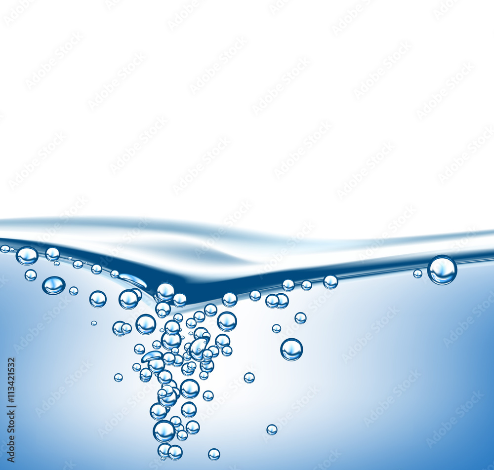 Vector water wave background with bubbles Stock Vector | Adobe Stock