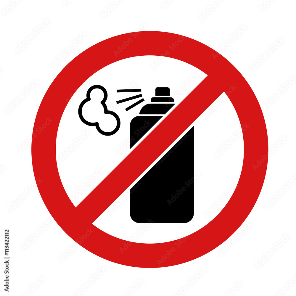 Black aerosol spray can icon on white background. No aerosol spray can ...