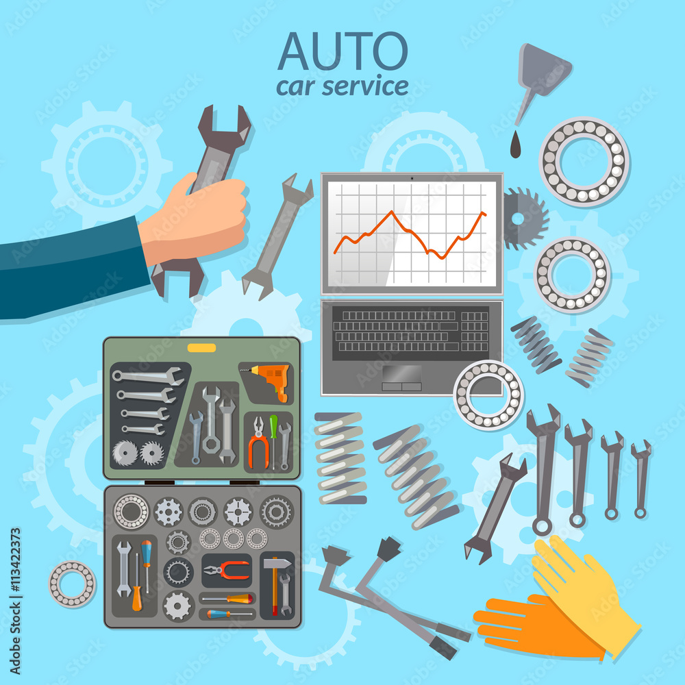 Car service mechanic tool box professional auto repair auto Stock ...