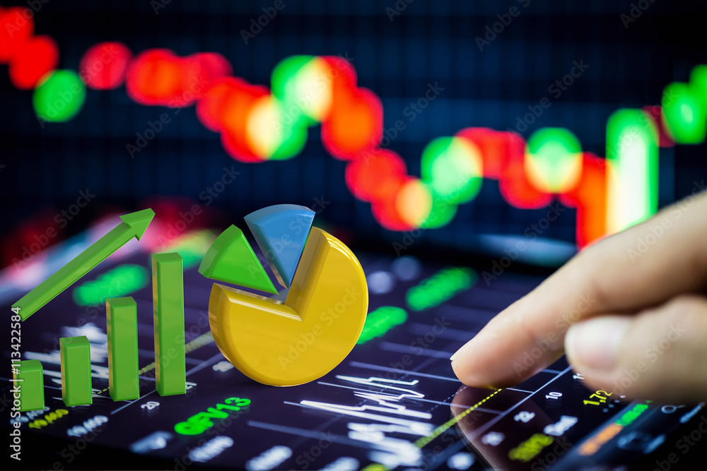 stock analysis with growth graph and pie chart on digital tablet Stock ...