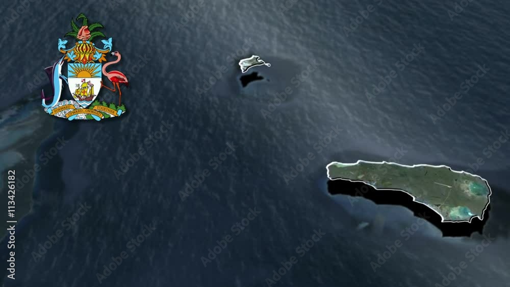 Rum Cay With Coat Of Arms Animation Map Districts of Bahamas vídeo do ...