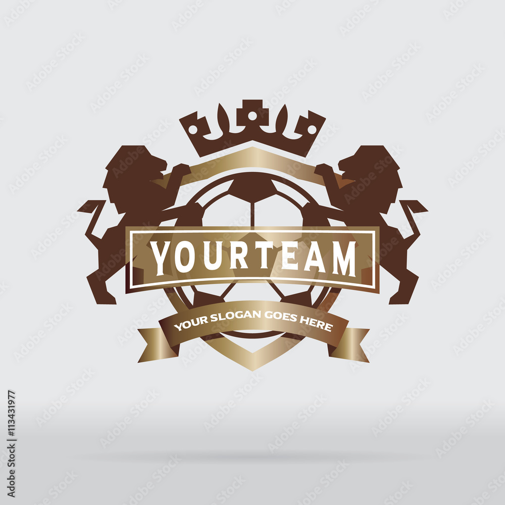 Soccer Club Badge with Lions and Crown Symbol, Football Club Badge ...