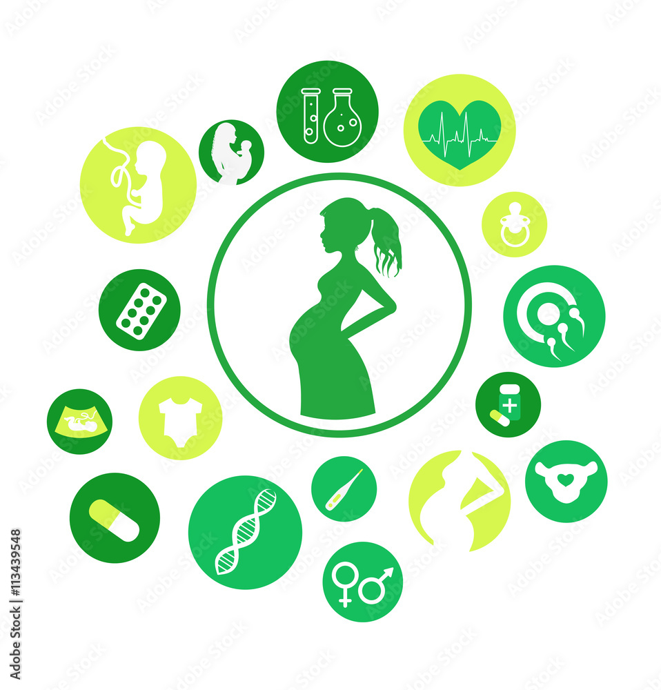 Pregnancy and newborn baby icons set. Medicine and pregnancy vector ...