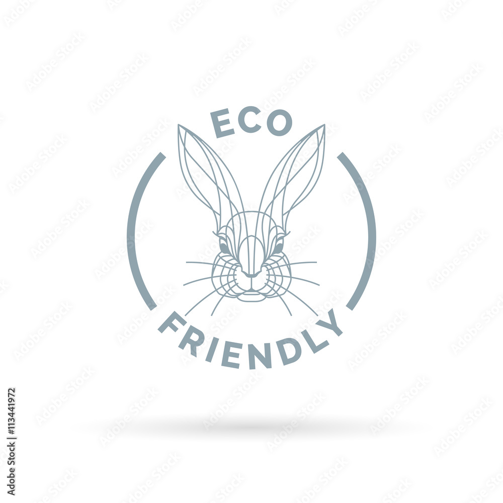Eco bio and animal friendly icon with rabbit line symbol. Vector ...