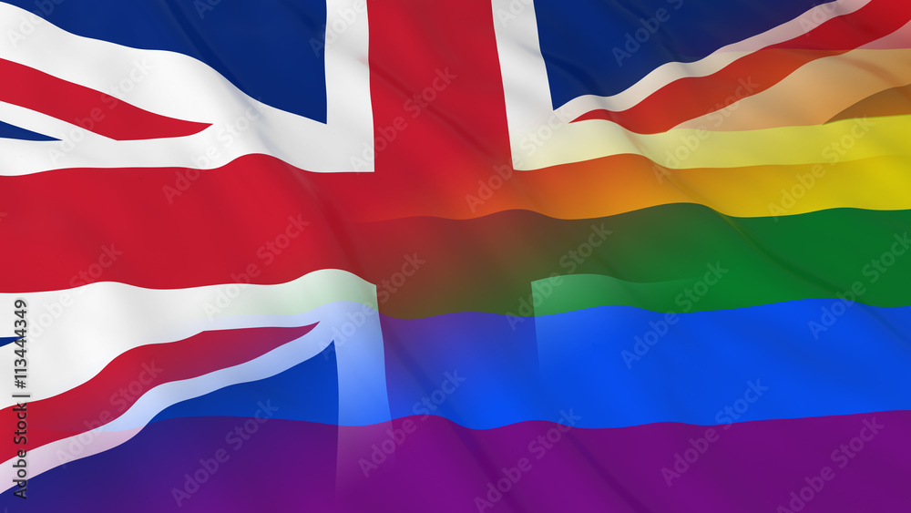 Gay Pride in the UK Concept - Merged Rainbow Flag and United Kingdom ...