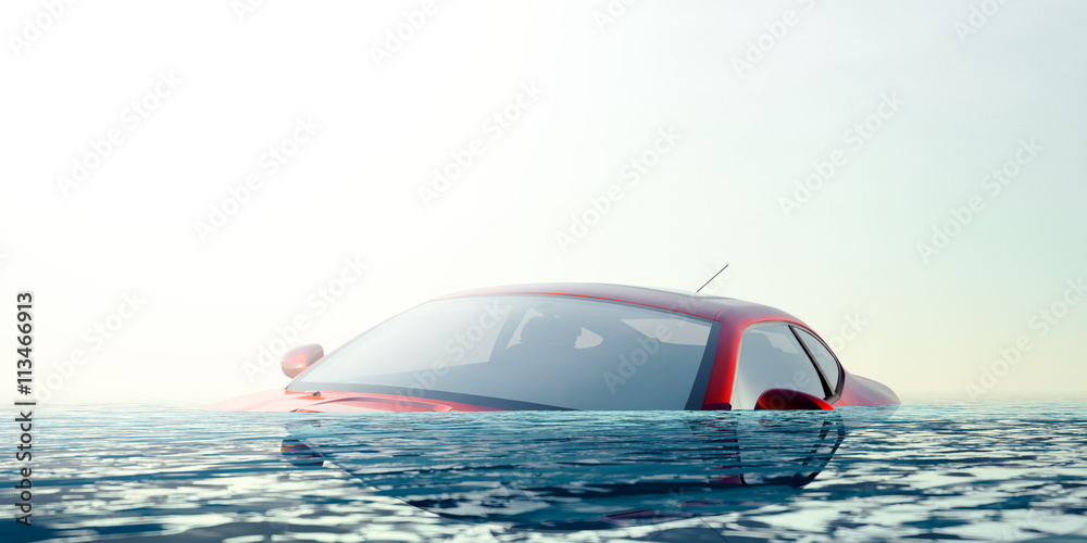 Car Floating in Flood Water Stock Photo | Adobe Stock