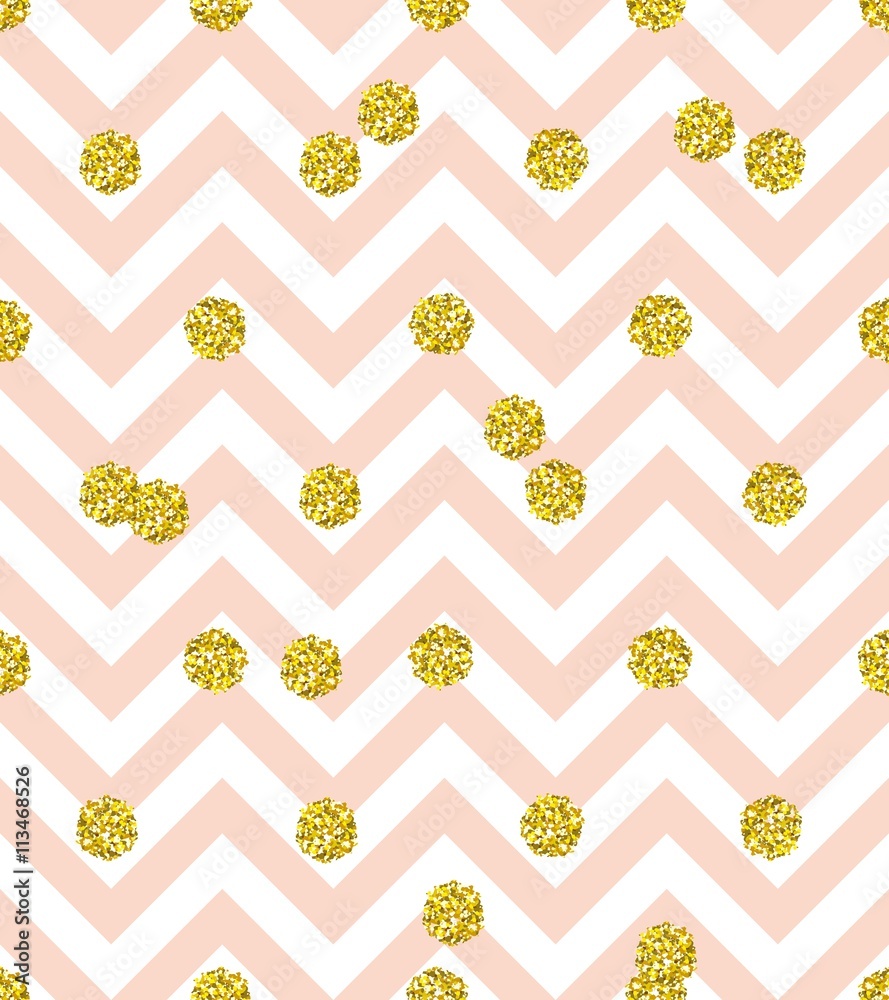 Trendy vector glittering gold seamless polka dot pattern. Great texture ...